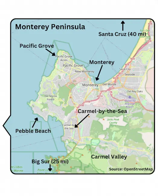 Map Of Monterey Peninsula Ca